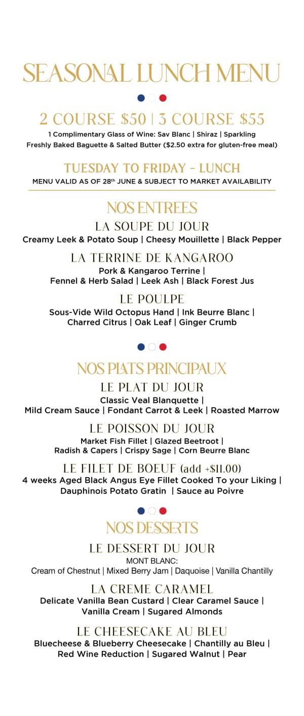 Menu | C'est Bon | Cairns Best French Restaurant