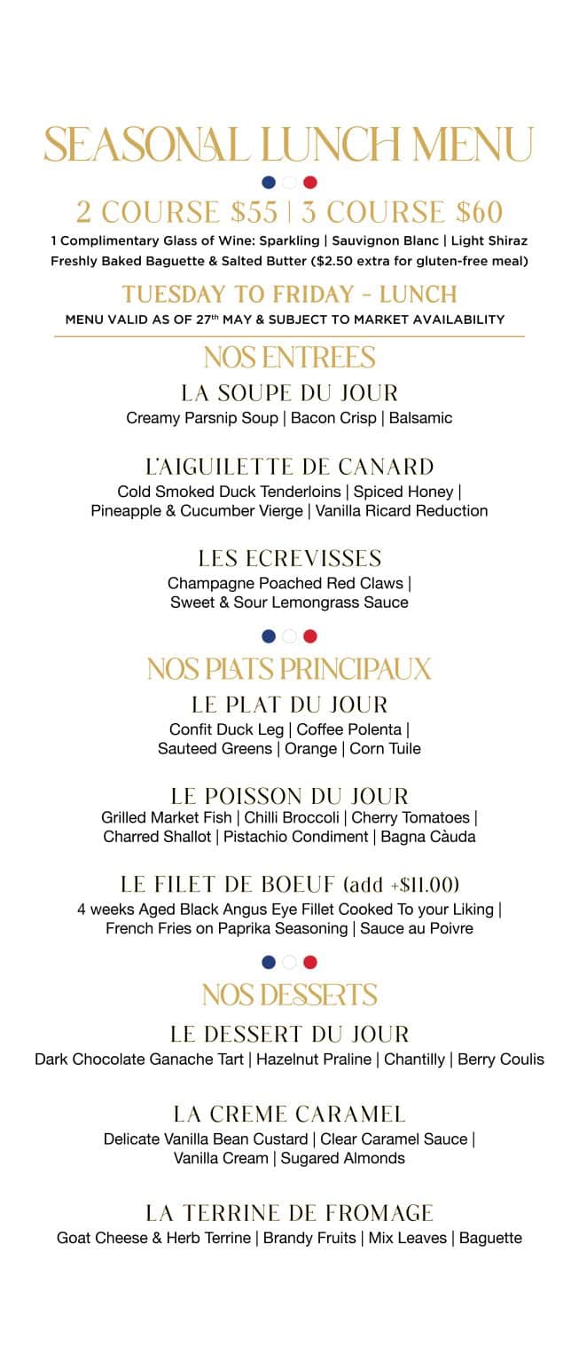 Menu | C'est Bon | Cairns Best French Restaurant