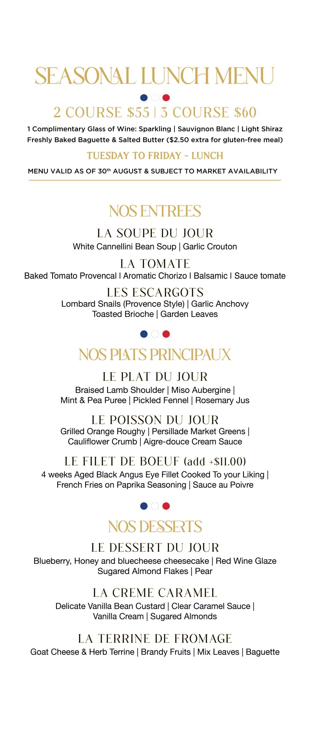 Menu | C'est Bon | Cairns Best French Restaurant